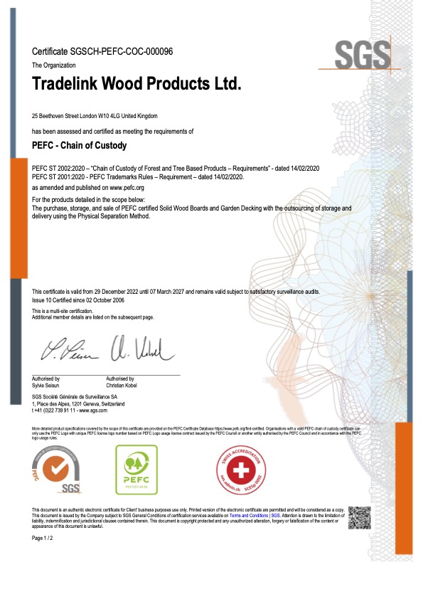 Certifications - Tradelink Wood Products Ltd