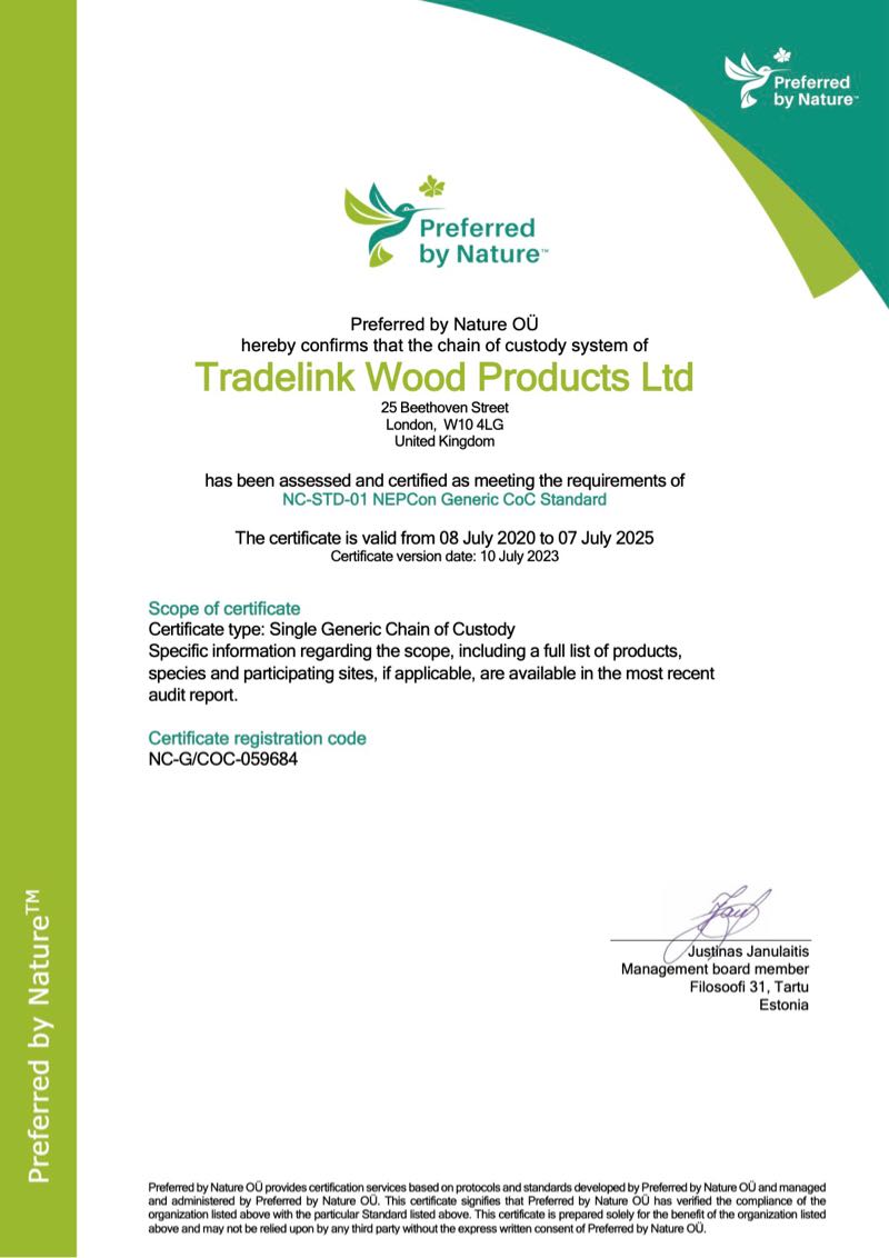 Certifications - Tradelink Wood Products Ltd